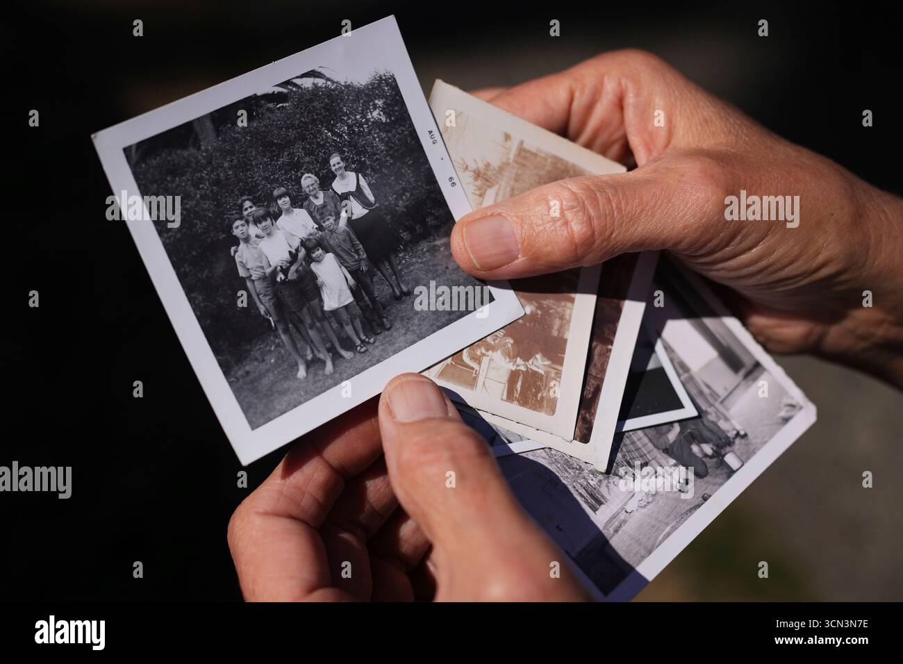 A family photo of Marion Vinetta Nagle McWhorter, back center in white ...