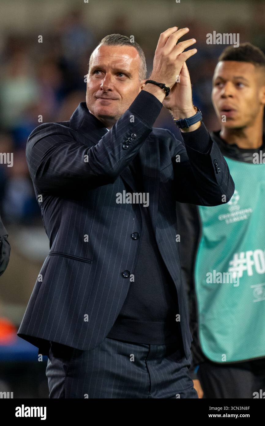 Brugges Coach Nicky Hayen celebrates after the UEFA Champions League ...