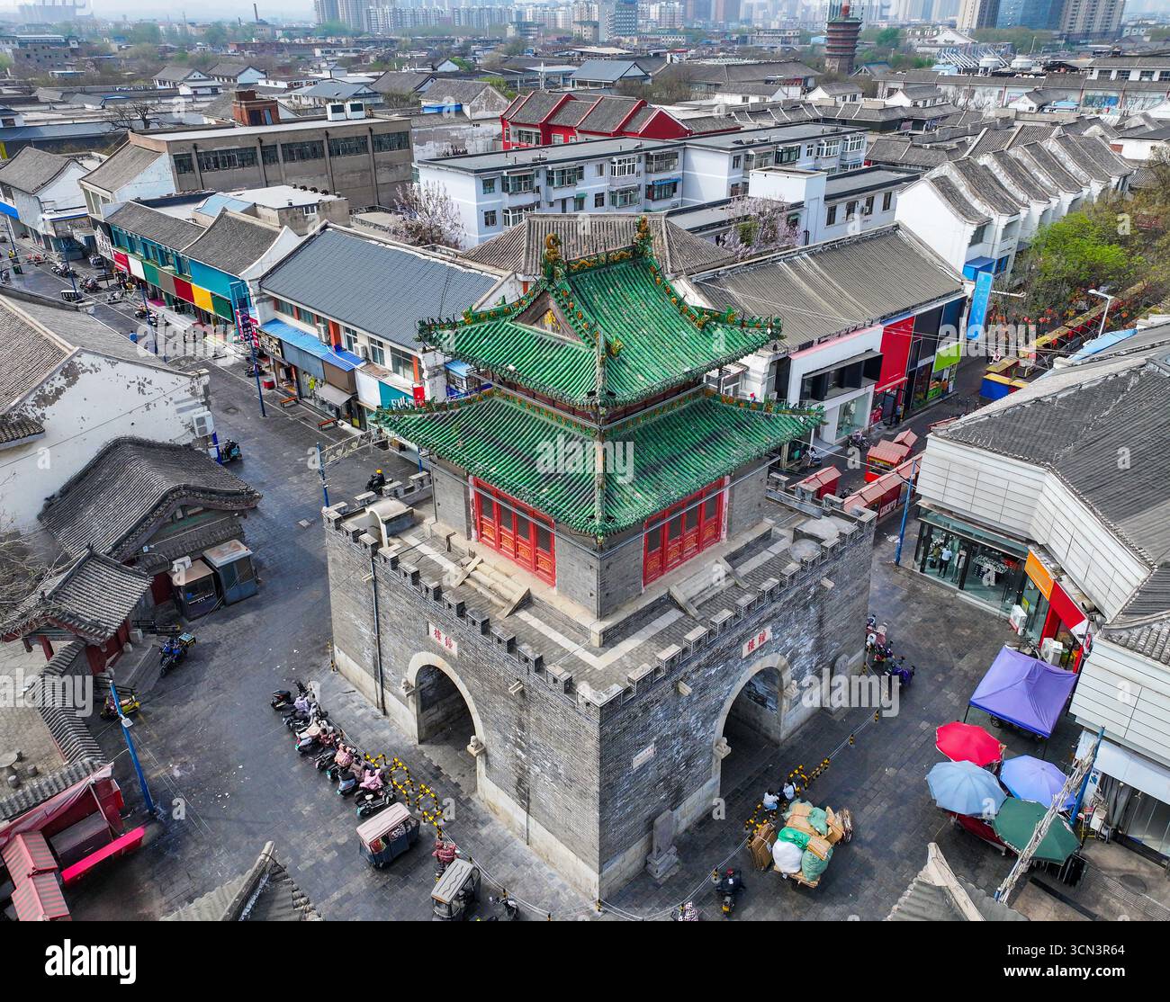 Aerial photography of the Bell Tower in Anyang City, Henan Province ...