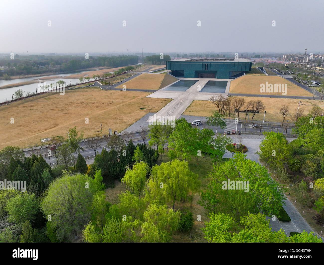 Aerial photography of Yin Ruins Museum in Anyang City, Henan Province ...