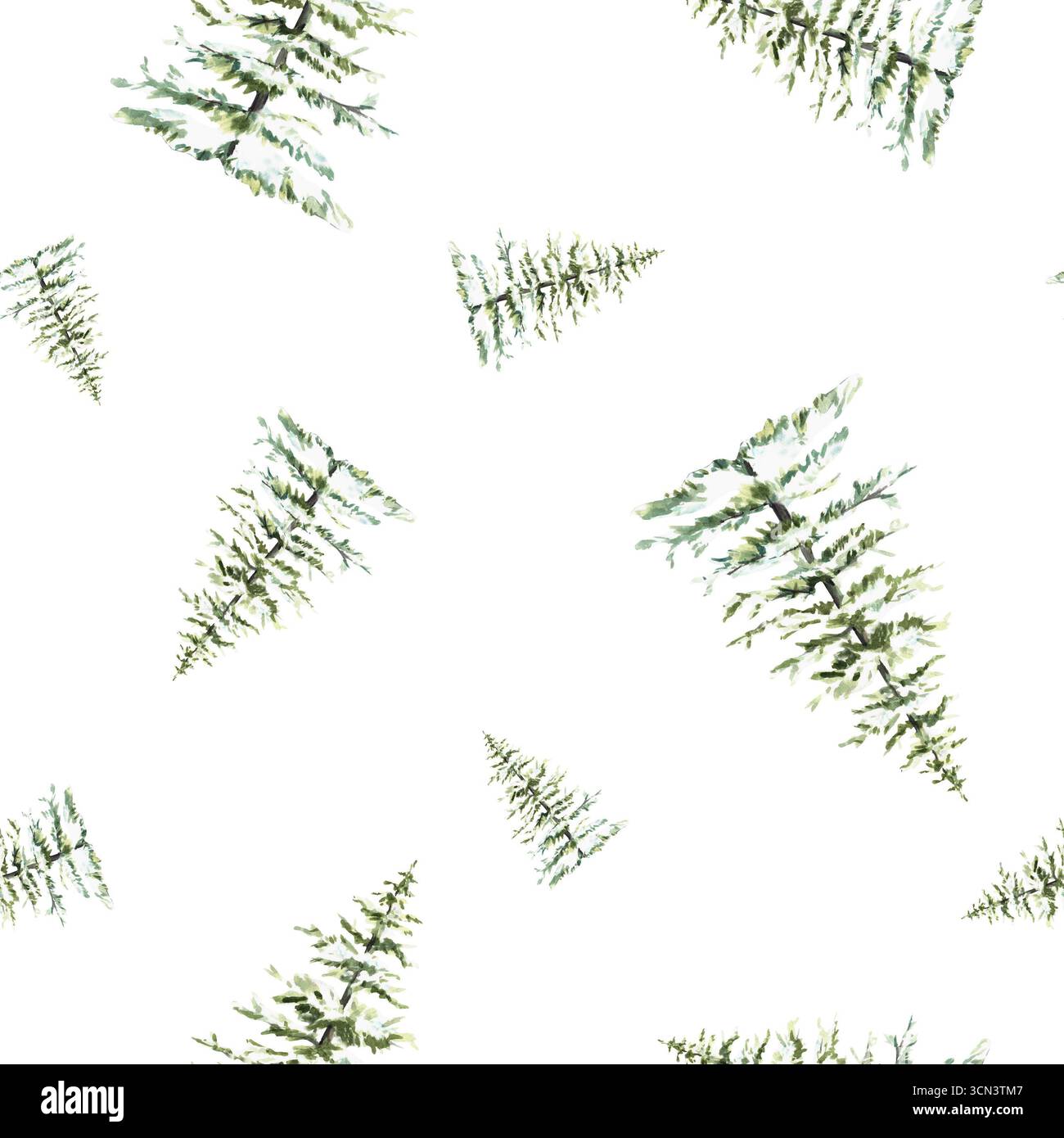 Spruce tree snow covered seamless pattern. Christmas fir snow covered ...
