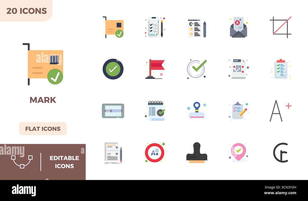 Exclusive collection of 20 Flat Colorful vector icons for Mark ...