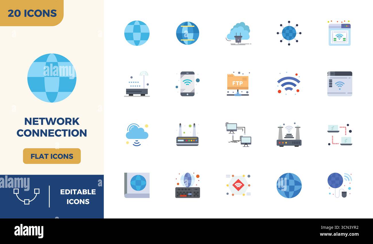 Unlock 20 Flat Colorful PIXEL perfect vector icons inspired by Network ...