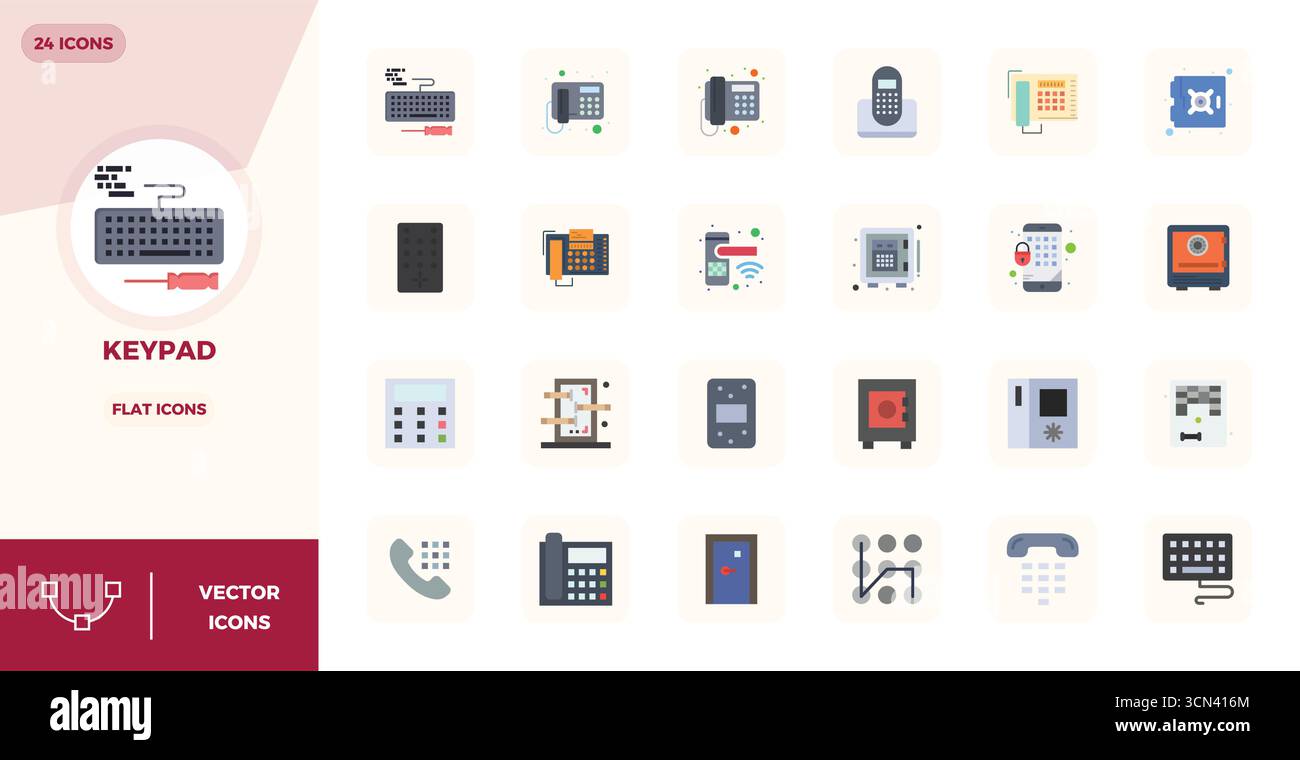 Unlock 24 Flat PIXEL perfect vector icons inspired by Keypad, optimized ...