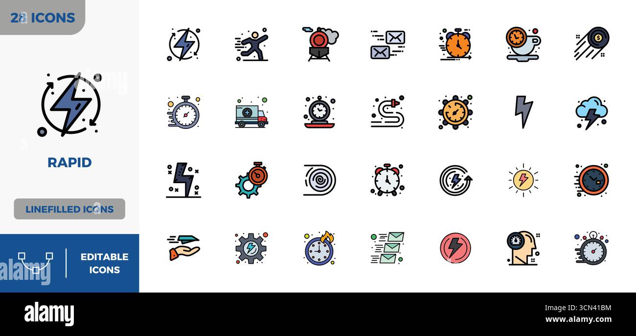 Premium collection of 28 Lineal Color Filled vector icons for Rapid ...
