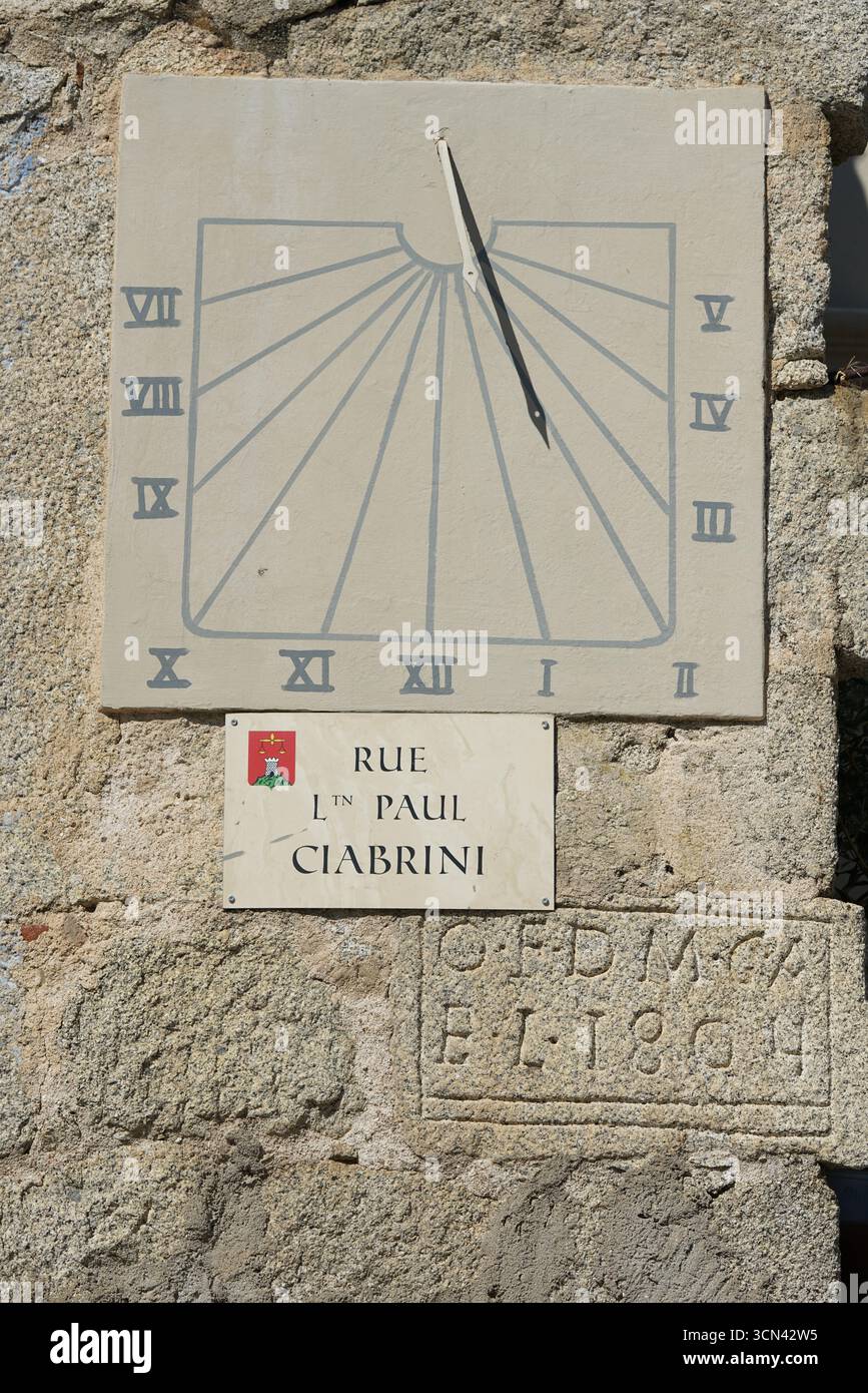Sundial on Weathered Stone Wall With Roman Numerals, Gnomon Shadow ...