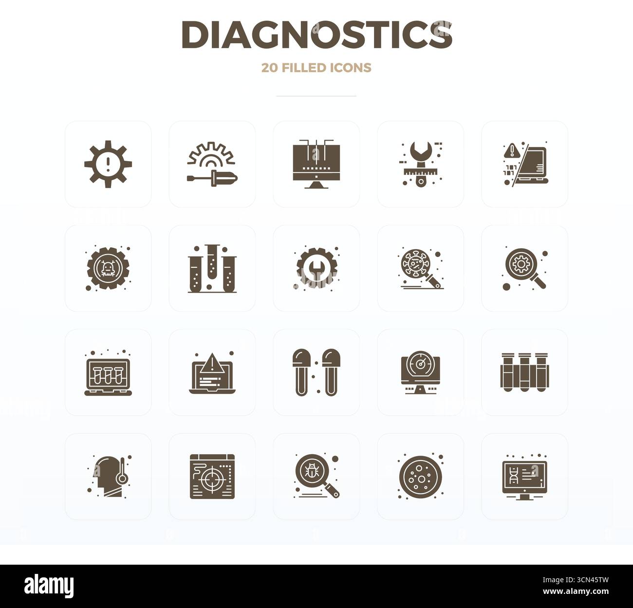 Set of 20 Filled Glyph PIXEL perfect vector icons themed around ...