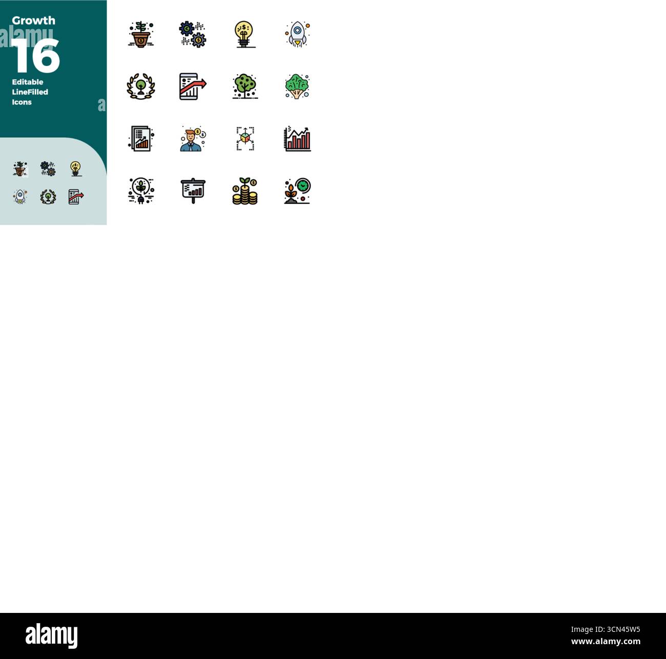 Carefully curated 16 Colorful Line Filled vector icons for Growth ...