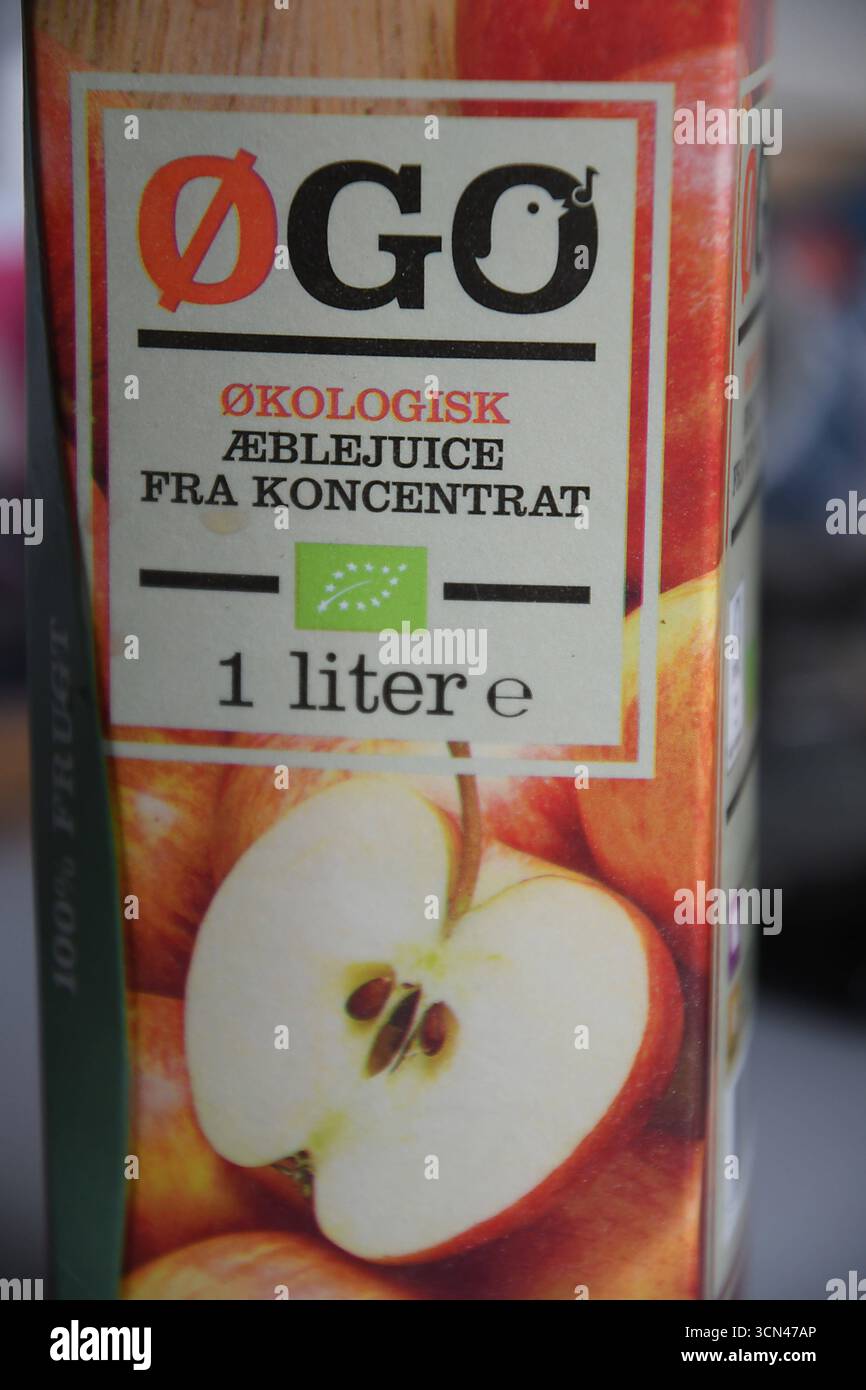 Copenhagen/ Denmark/19 september 2025/.Organic apple juice in 1 liter ...