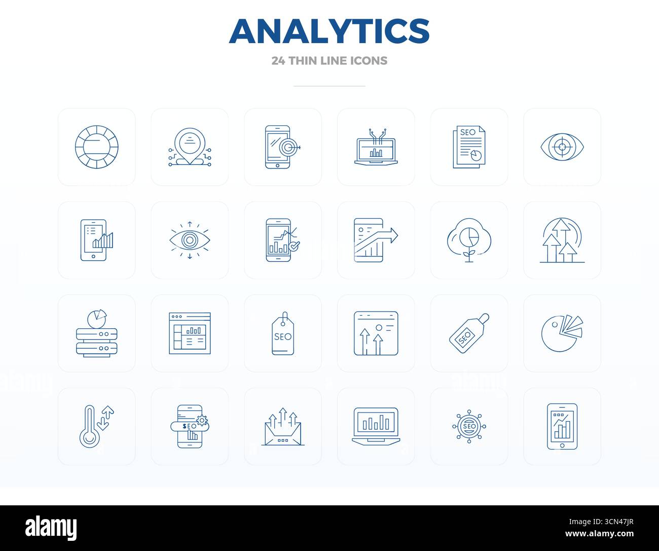 Collection of 24 Thin Line PIXEL perfect vector icons for Analytics ...