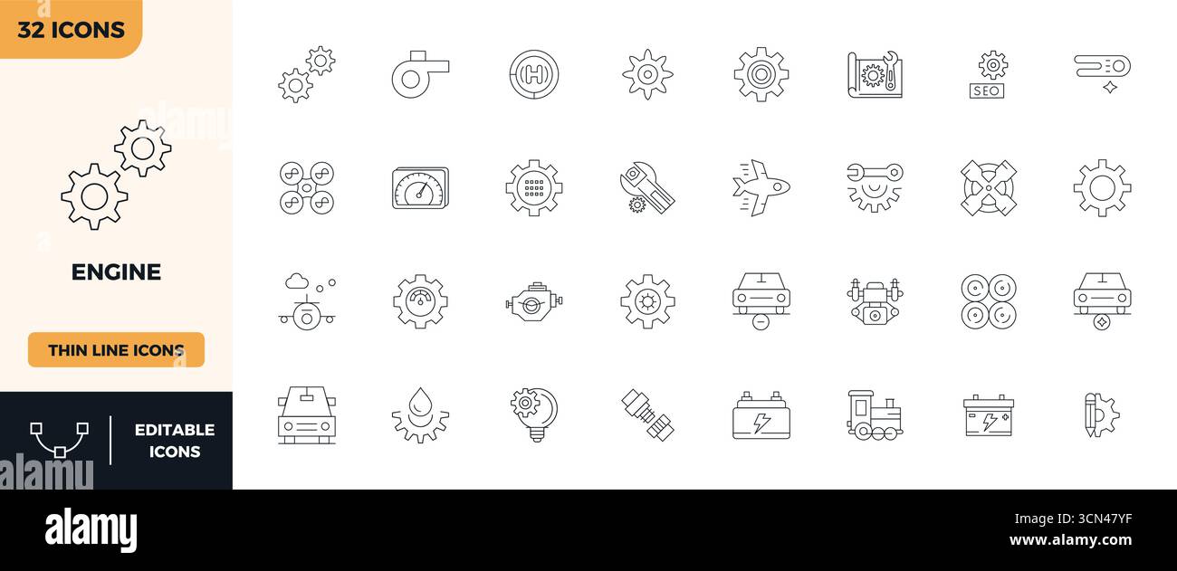 This collection features 32 Thin Outline PIXEL perfect vector icons ...