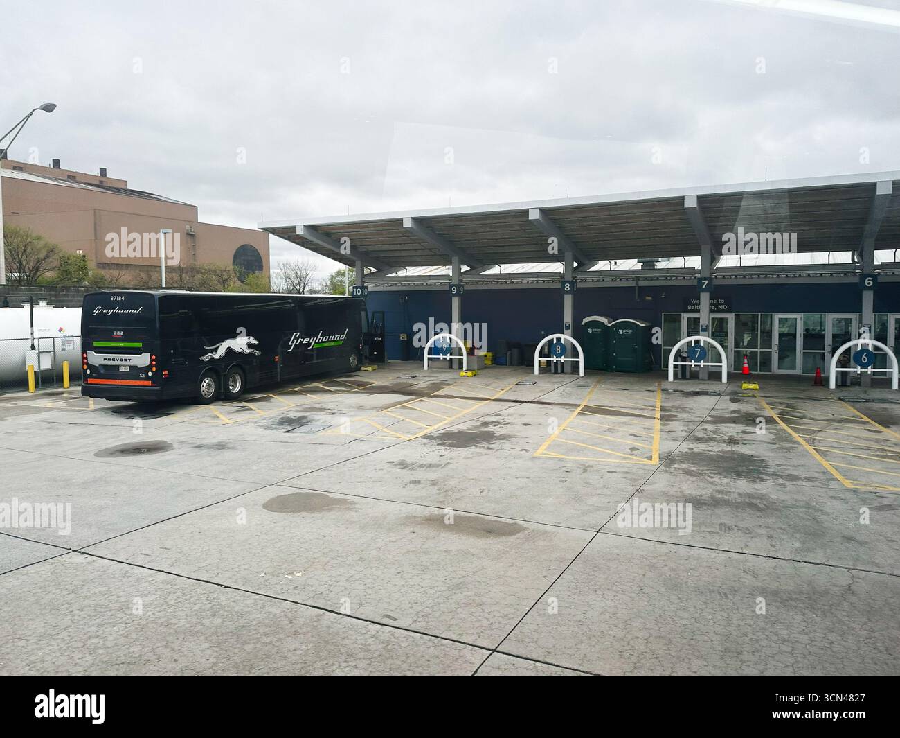 Baltimore, Maryland, USA - April 10, 2025: Greyhound bus stationed at ...