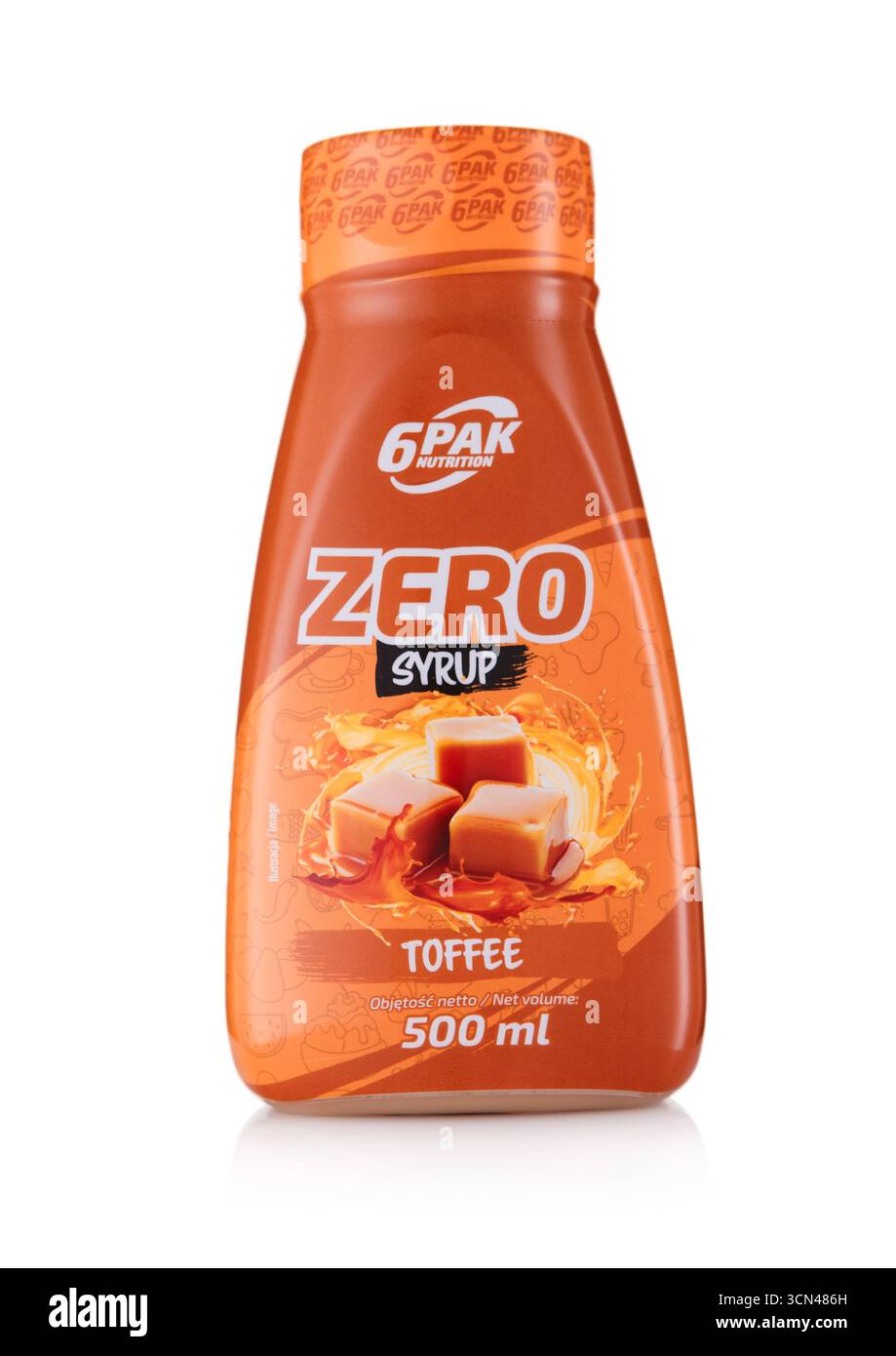 LONDON,UK - AUGUST 09, 2025 : Zero sugar syrup with toffee flavor on ...