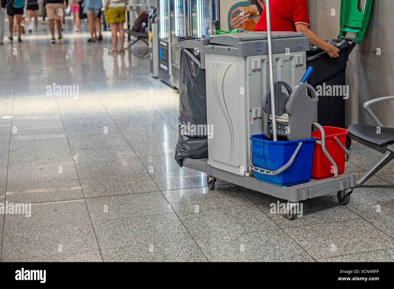 Waste collection and sorting in public areas at the airport Stock Photo ...
