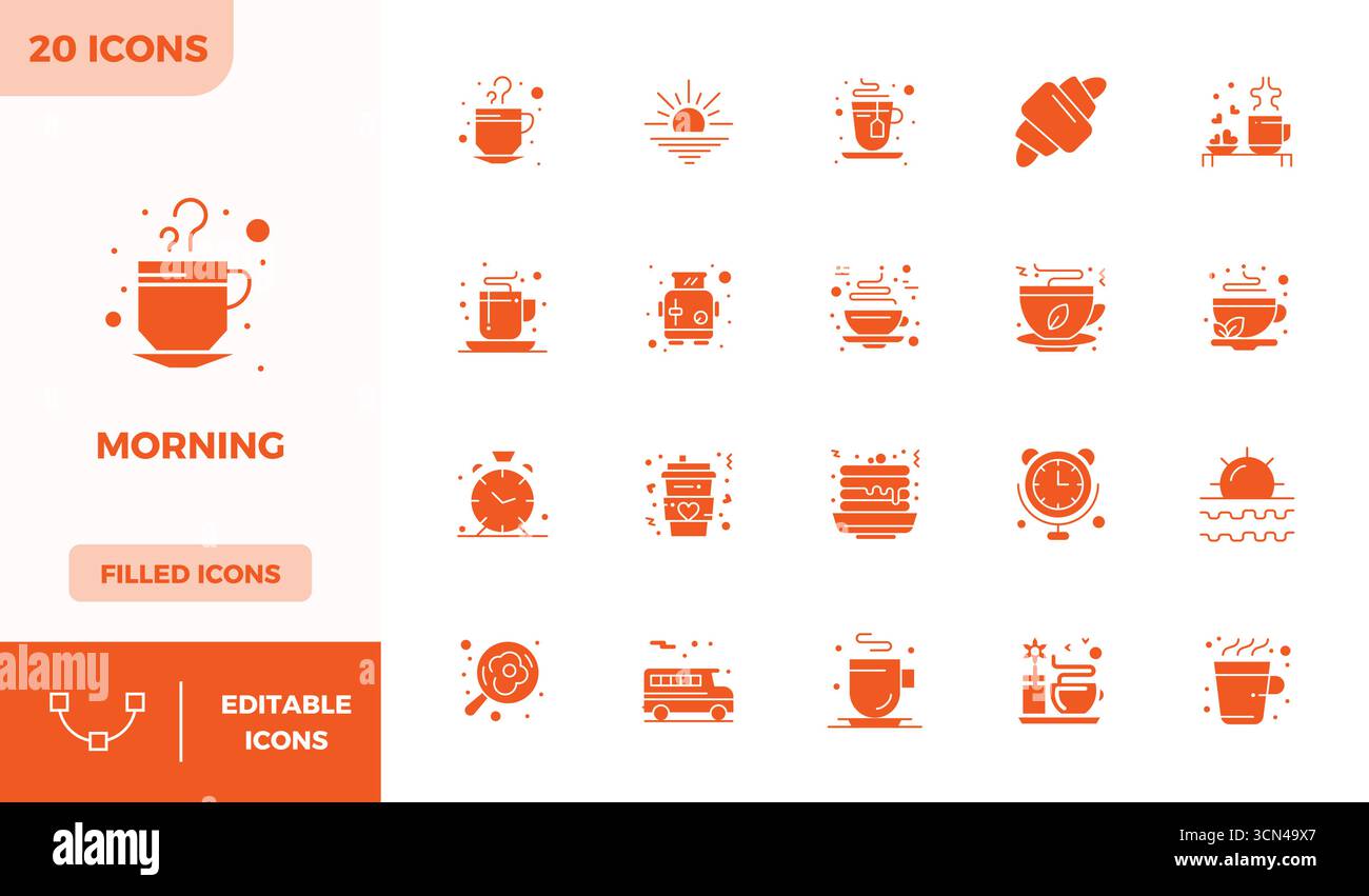 Comprehensive toolkit of 20 vector icons themed around Morning ...