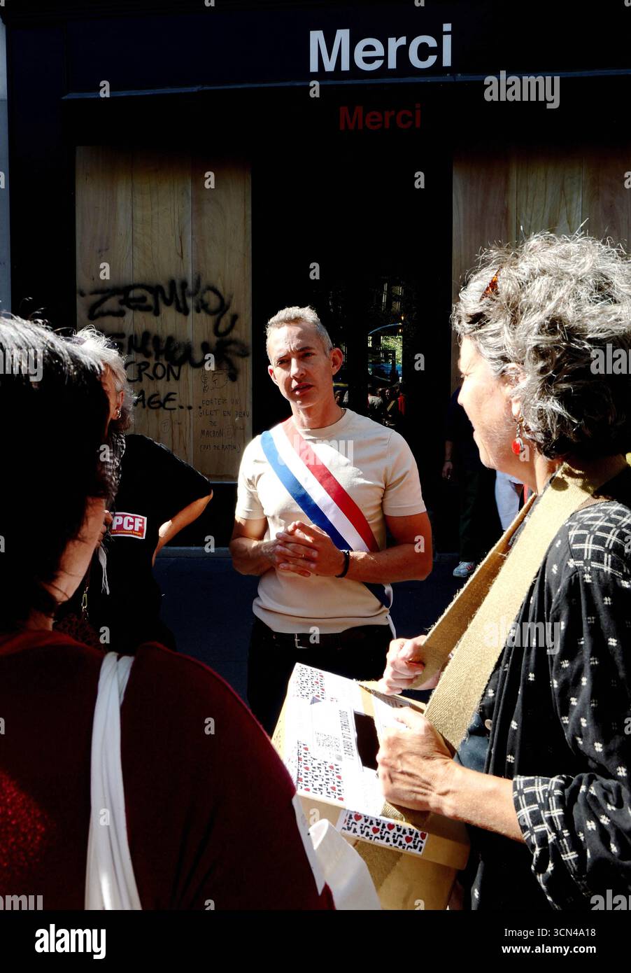 Ian Brossat, PCF senator for Paris during a demonstration as part of a ...