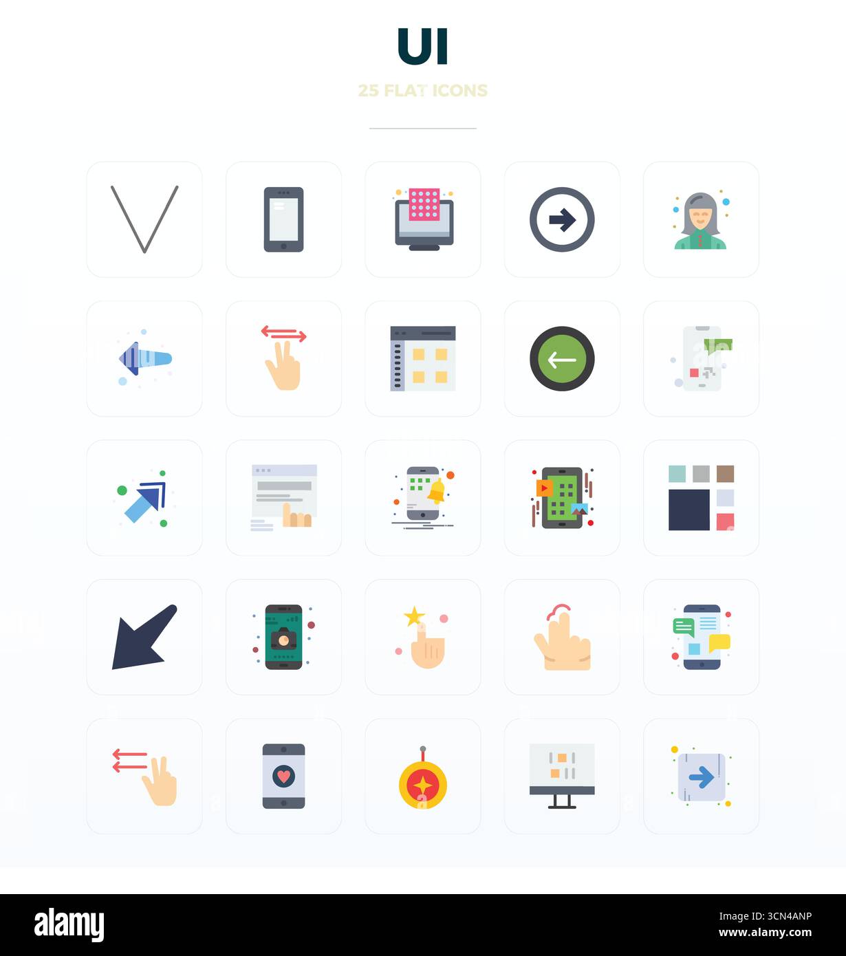 Industry-leading pack of 25 Flat PIXEL perfect vector icons for Ui ...