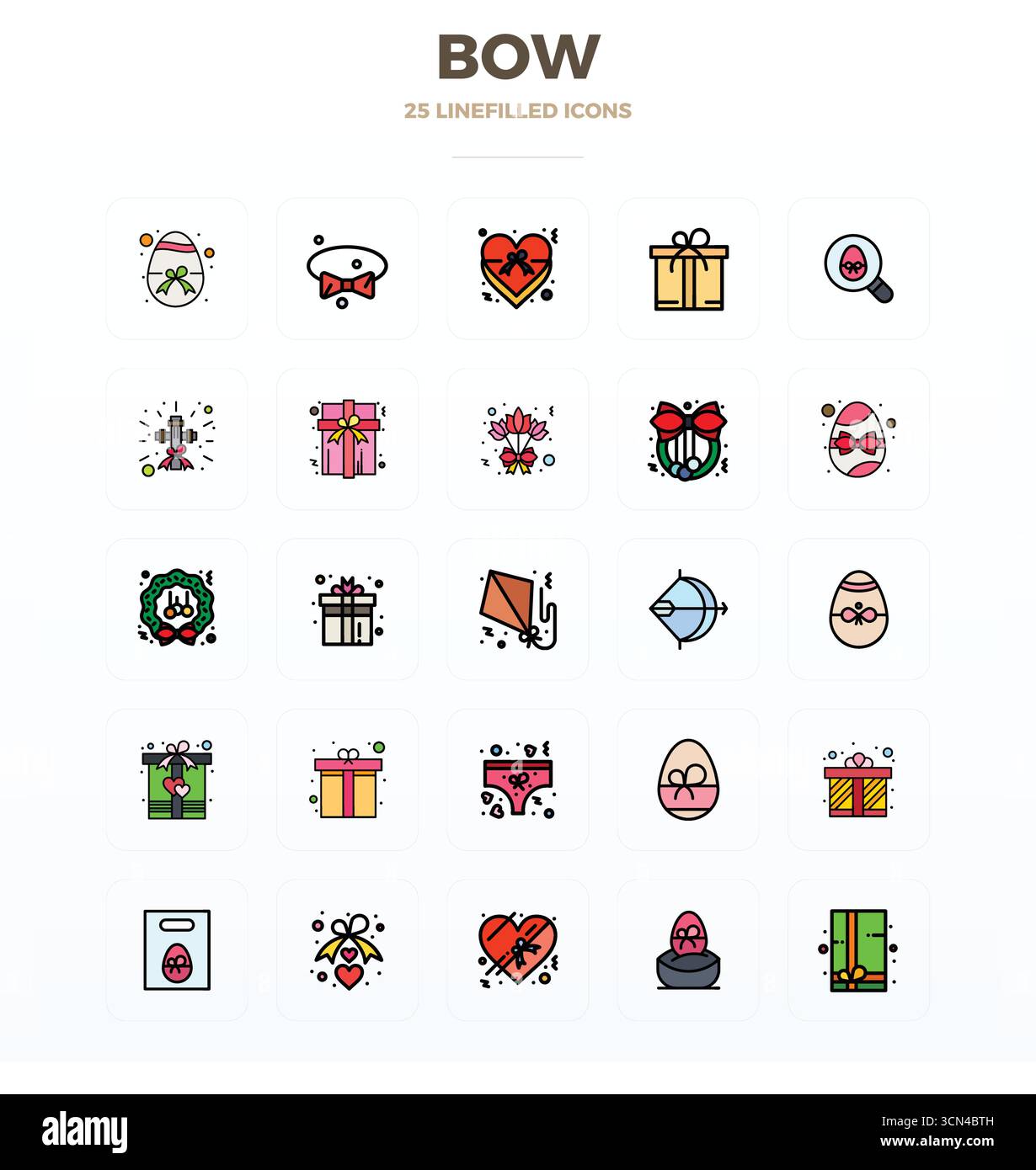 Complete package of 25 vector icons themed around Bow, showcasing Flat ...