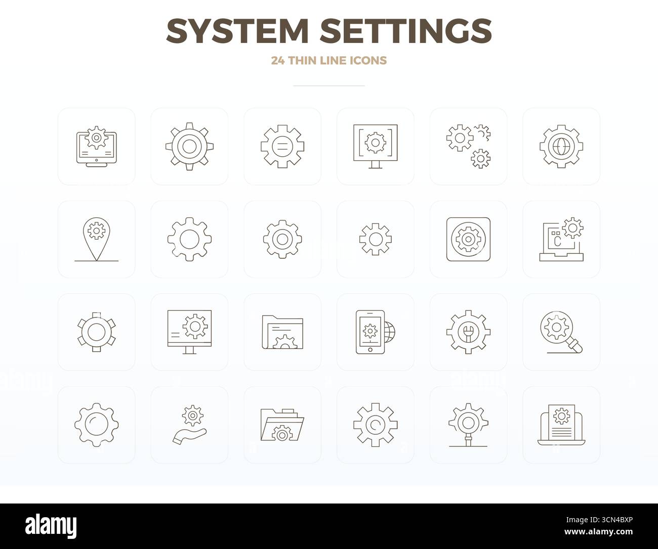 Masterfully created 24 vector icons representing System Settings in ...