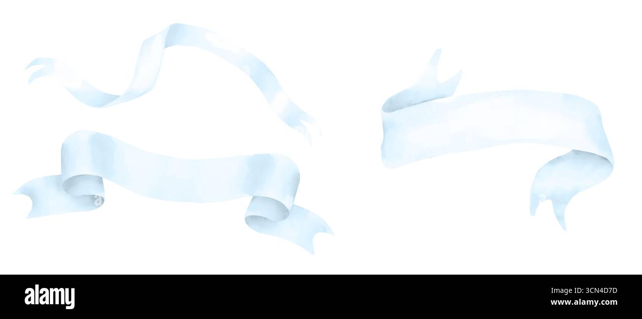 Blue shades ribbon, empty manuscript for text. Watercolor illustration ...