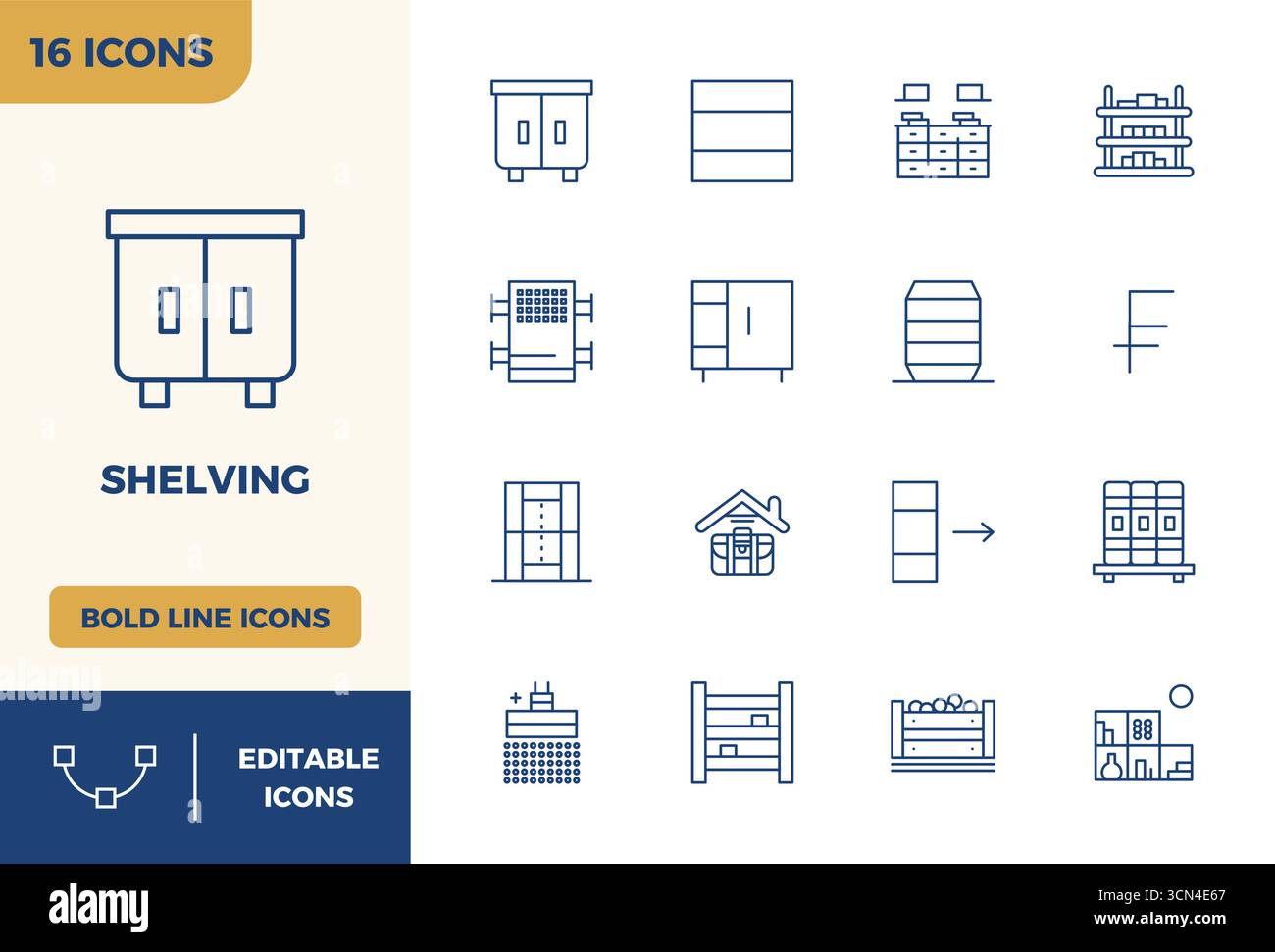 Transform your designs with 16 Bold Line vector icons themed around ...