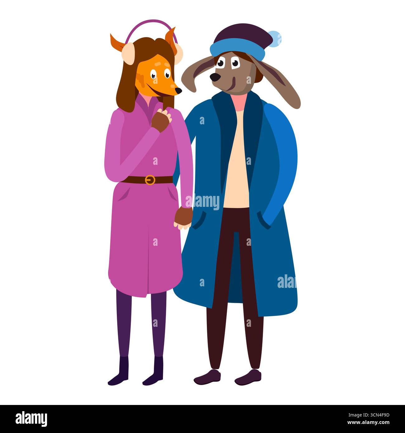 Couple quadrober wearing animal fox and hare mask Stock Vector Image ...