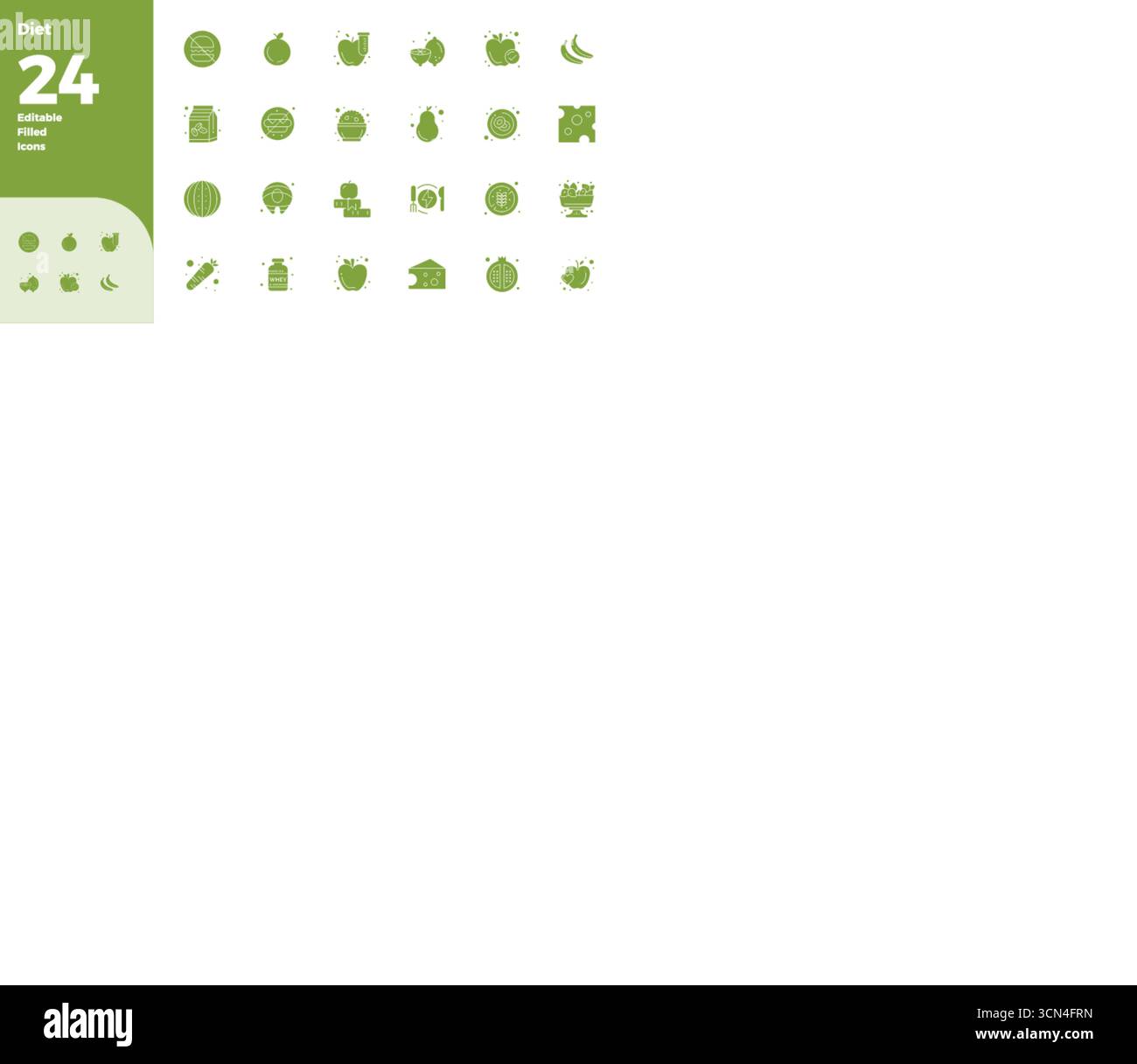 Distinctive pack of 24 PIXEL perfect vector icons inspired by Diet ...