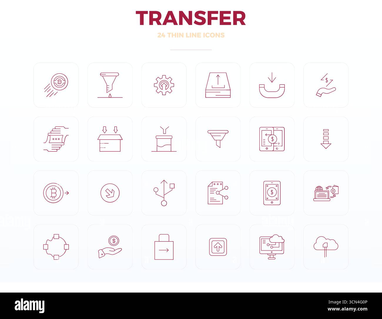 Refined bundle featuring 24 Thin Line vector icons for Transfer ...