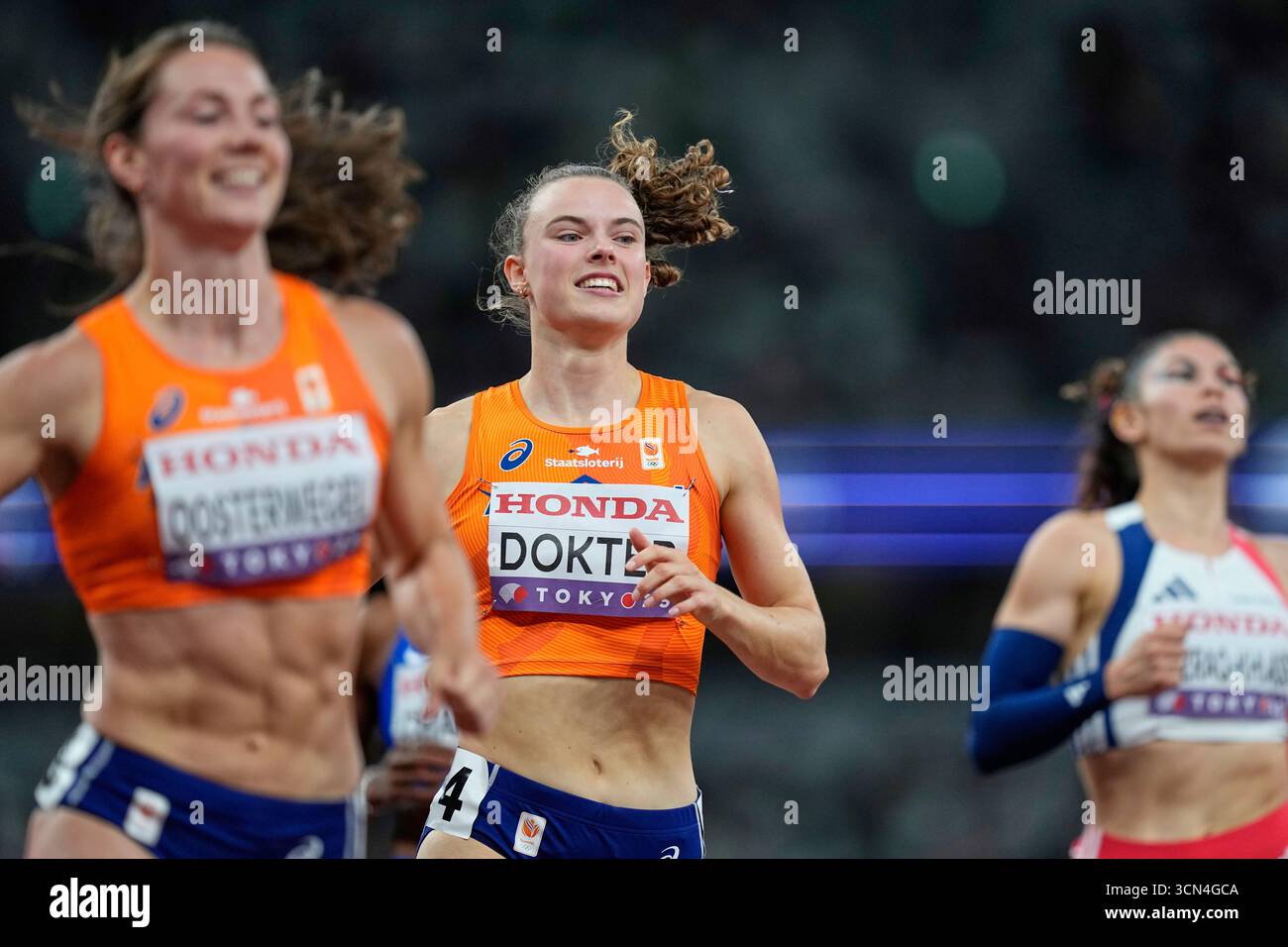 Netherlands' Sofie Dokter reacts after finishing in the heptathlon 100 ...