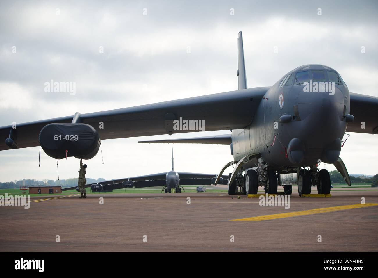 American aircrews check a B-52 Stratofortress long-range subsonic ...