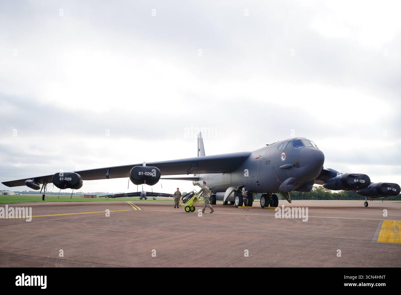 American aircrews check a B-52 Stratofortress long-range subsonic ...