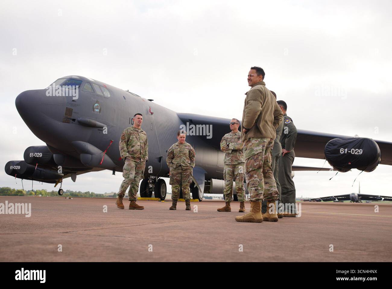 American aircrews check a B-52 Stratofortress long-range subsonic ...
