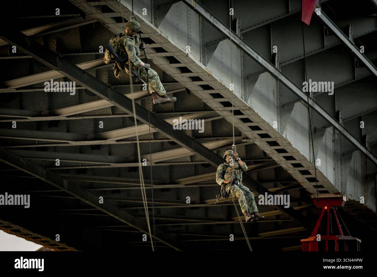 ARNHEM - Abseiling demonstration from the John Frost Bridge during a ...