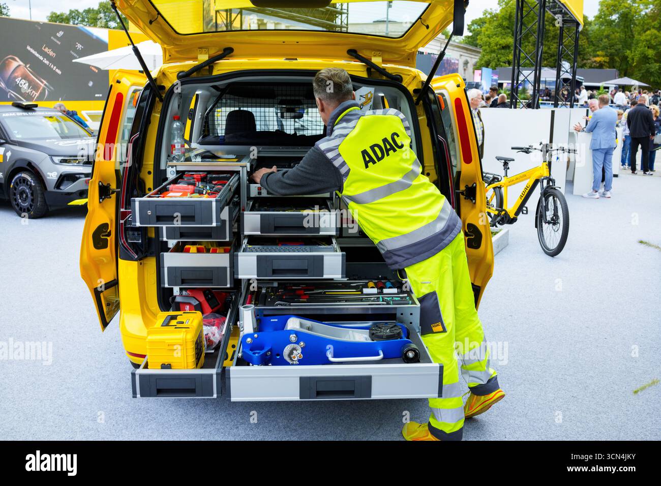 ADAC stand at International Motor Show, IAA Mobility 2025 on Sept 12, 2025 at exhibition grounds ...