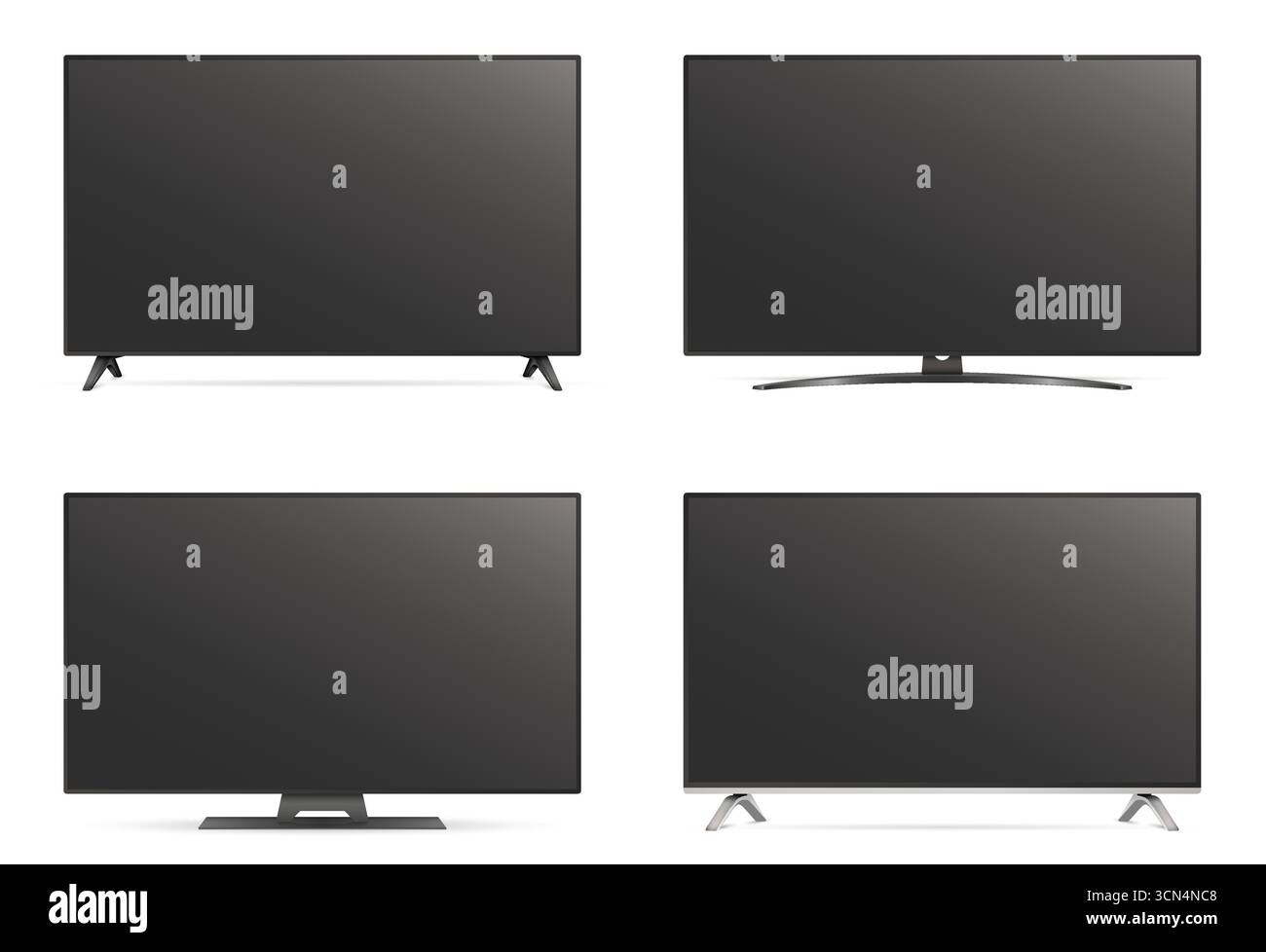 Realistic empty TV frame set. Mockup of a large modern black TV ...