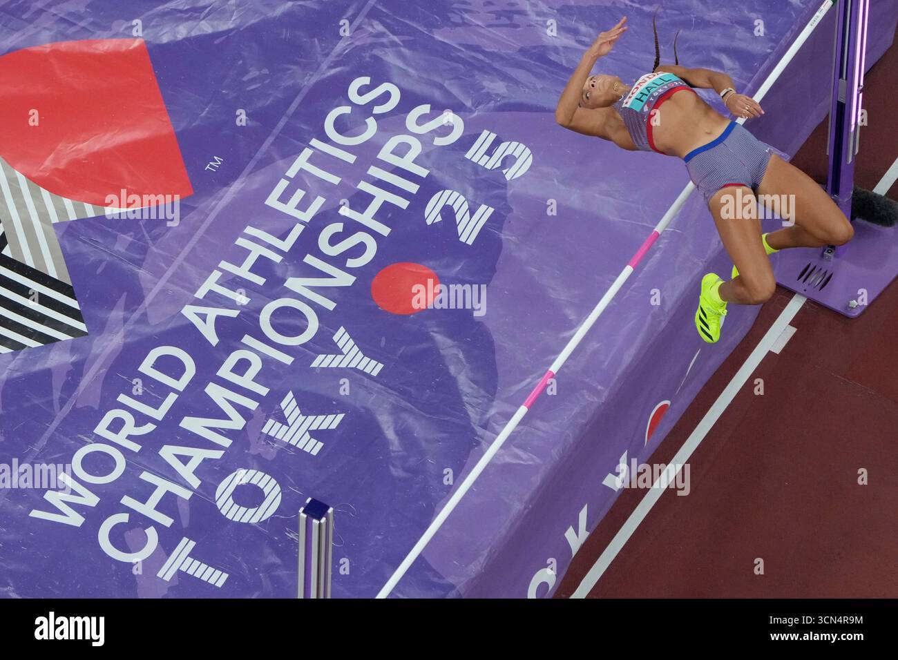 United States' Anna Hall competes in the heptathlon high jump at the ...