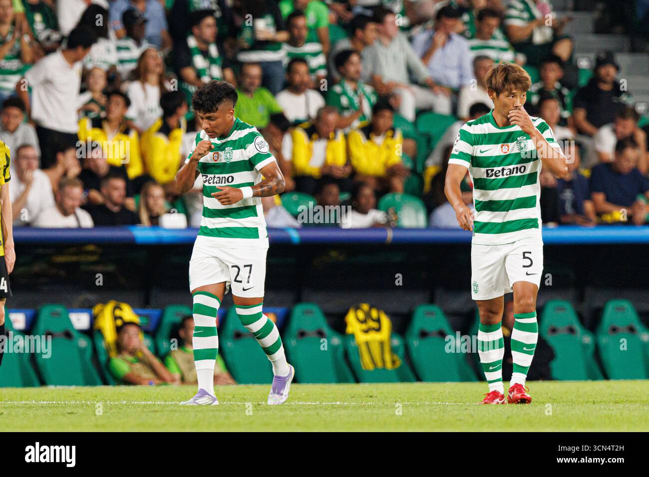 Alisson Santos seen celebrating after goal during Champions League 25 ...