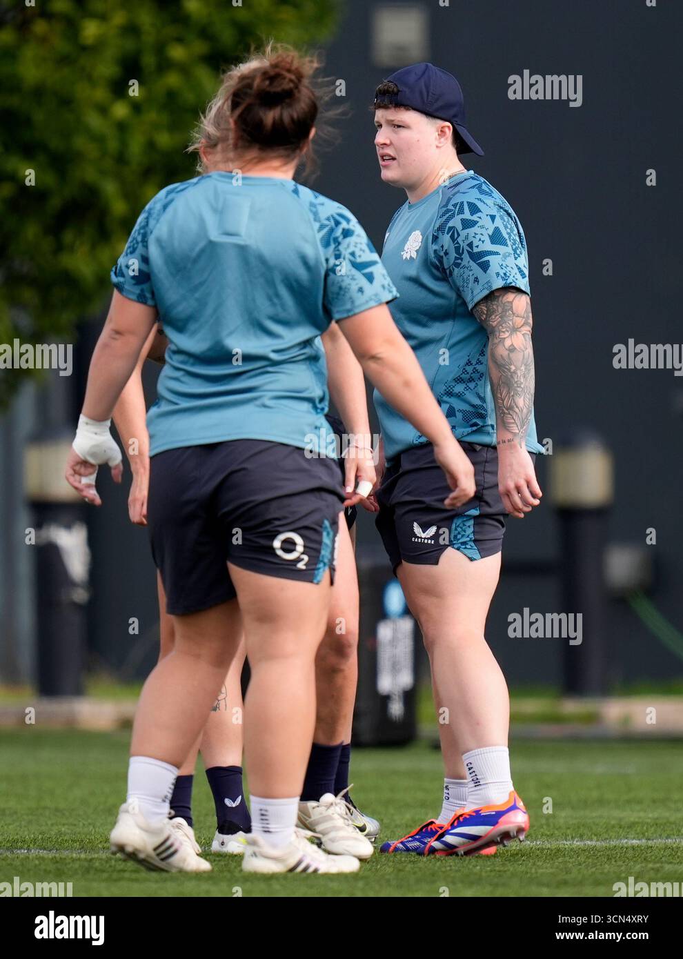 England's Hannah Botterman (right) during a team run at SGS College ...