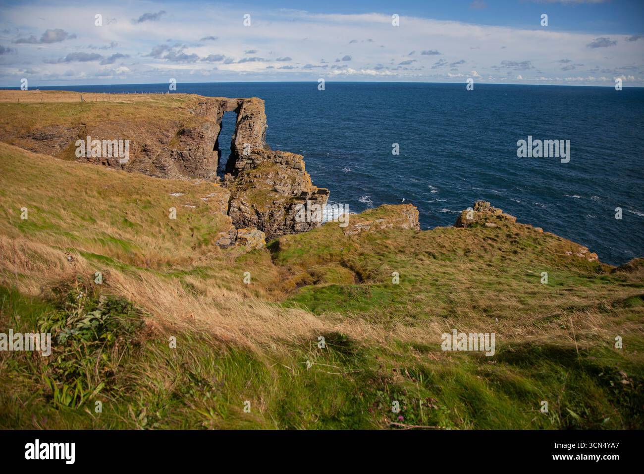 The coast, made up of rocky cliffs, offers a view of the North Sea ...