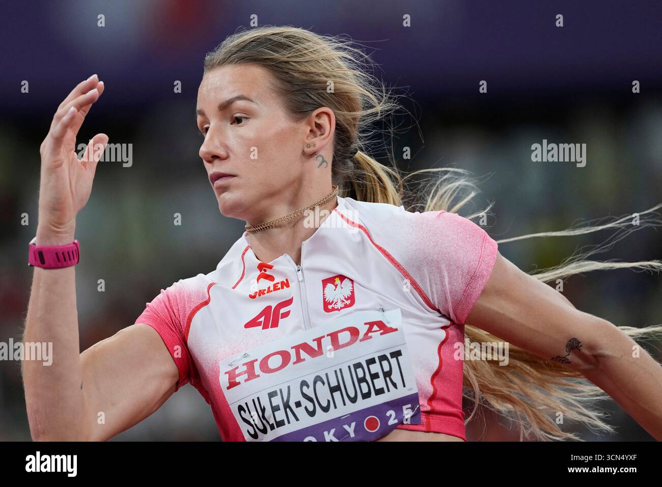 Poland's Adrianna Sulek-Schubert competes in the heptathlon high jump ...
