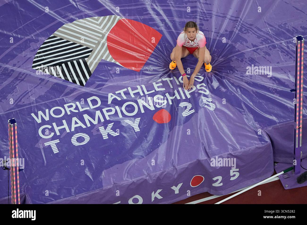 Poland's Adrianna Sulek-Schubert reacts during the heptathlon high jump ...