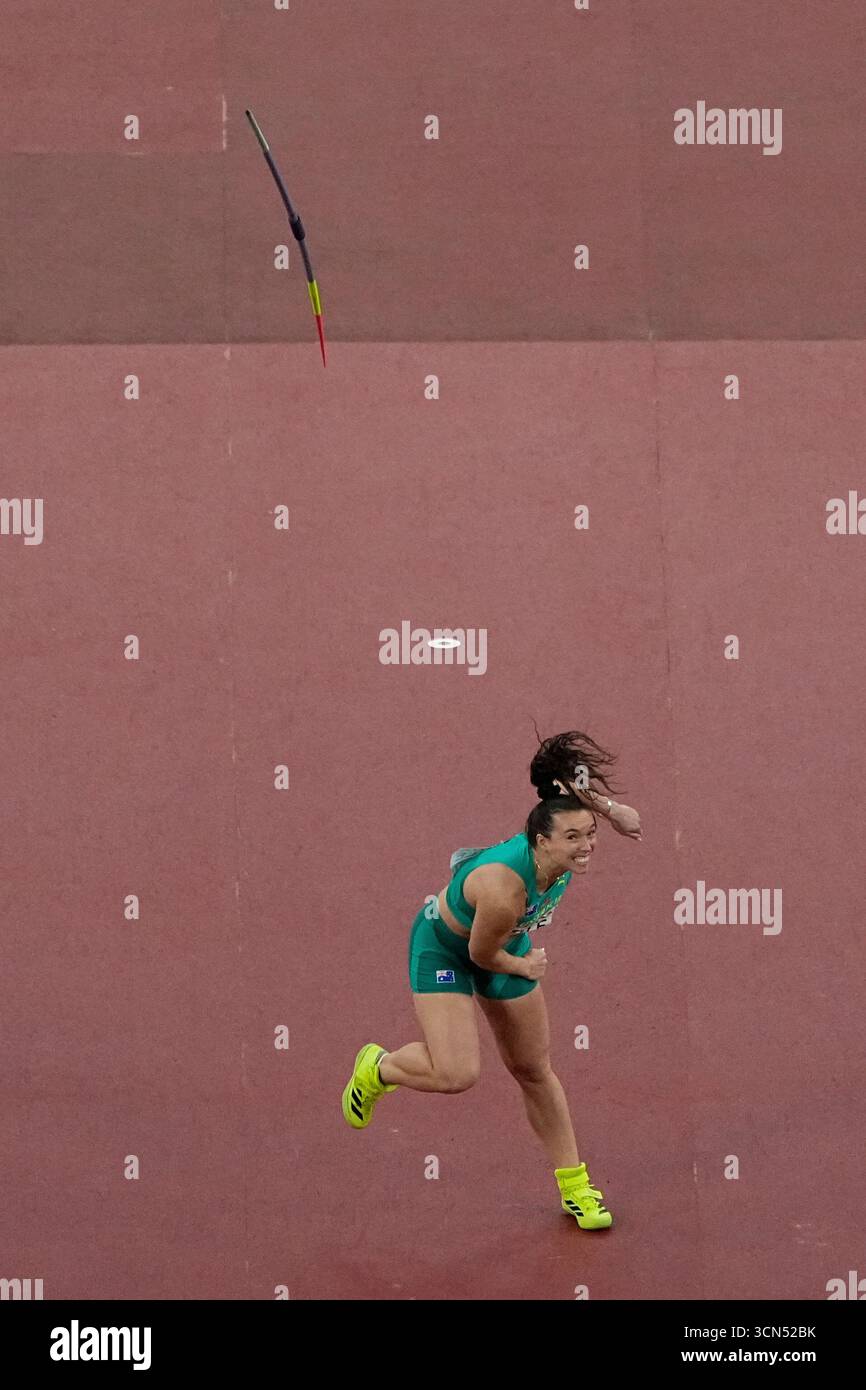 Australia's Mackenzie Little competes during the women's javelin throw ...