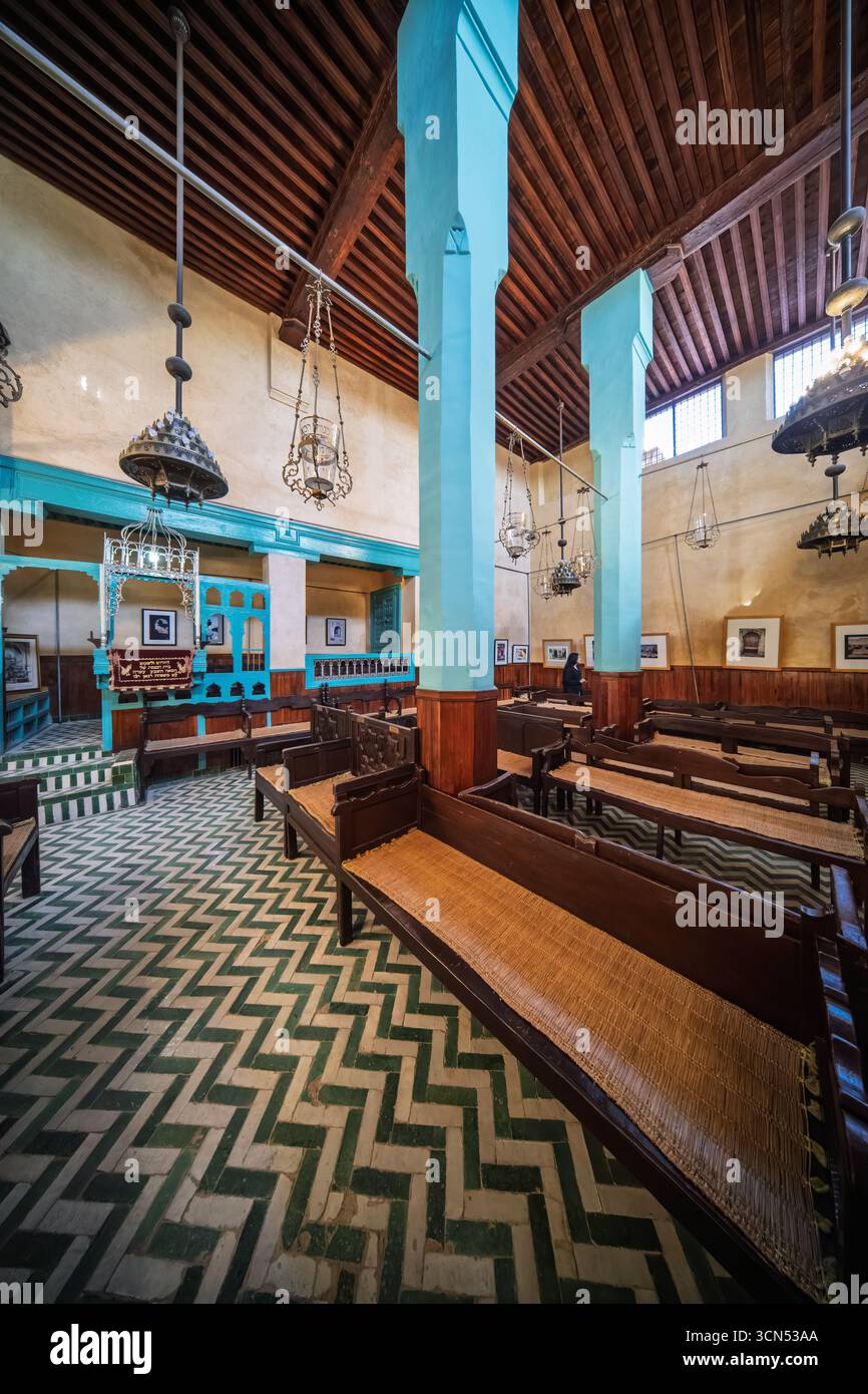 The Al Fassiyine Synagogue in Fez, Morocco, showcases vibrant colors ...