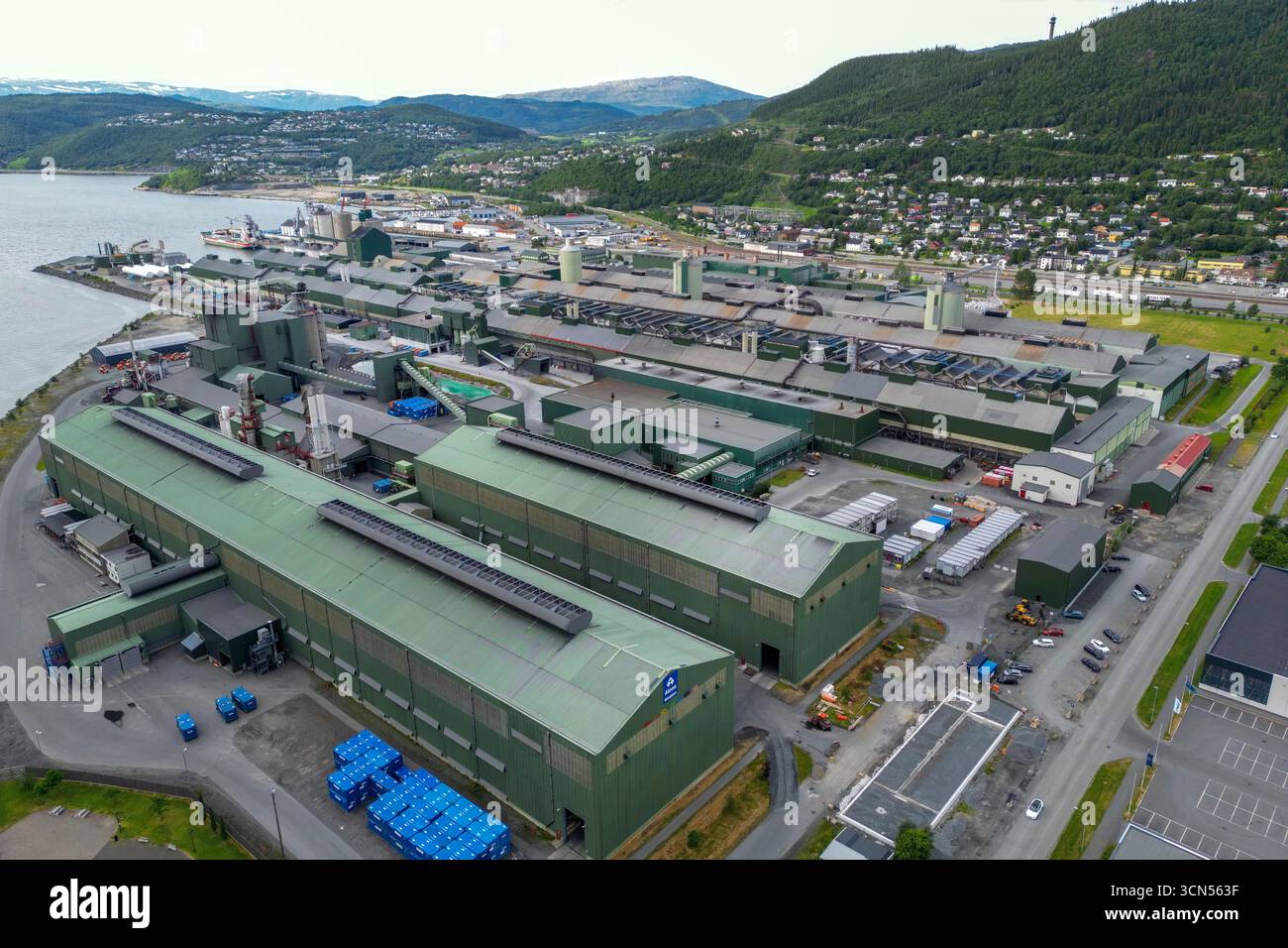 Mosjøen 20250729. Drone photo of Alcoa department Mosjøen formerly ...