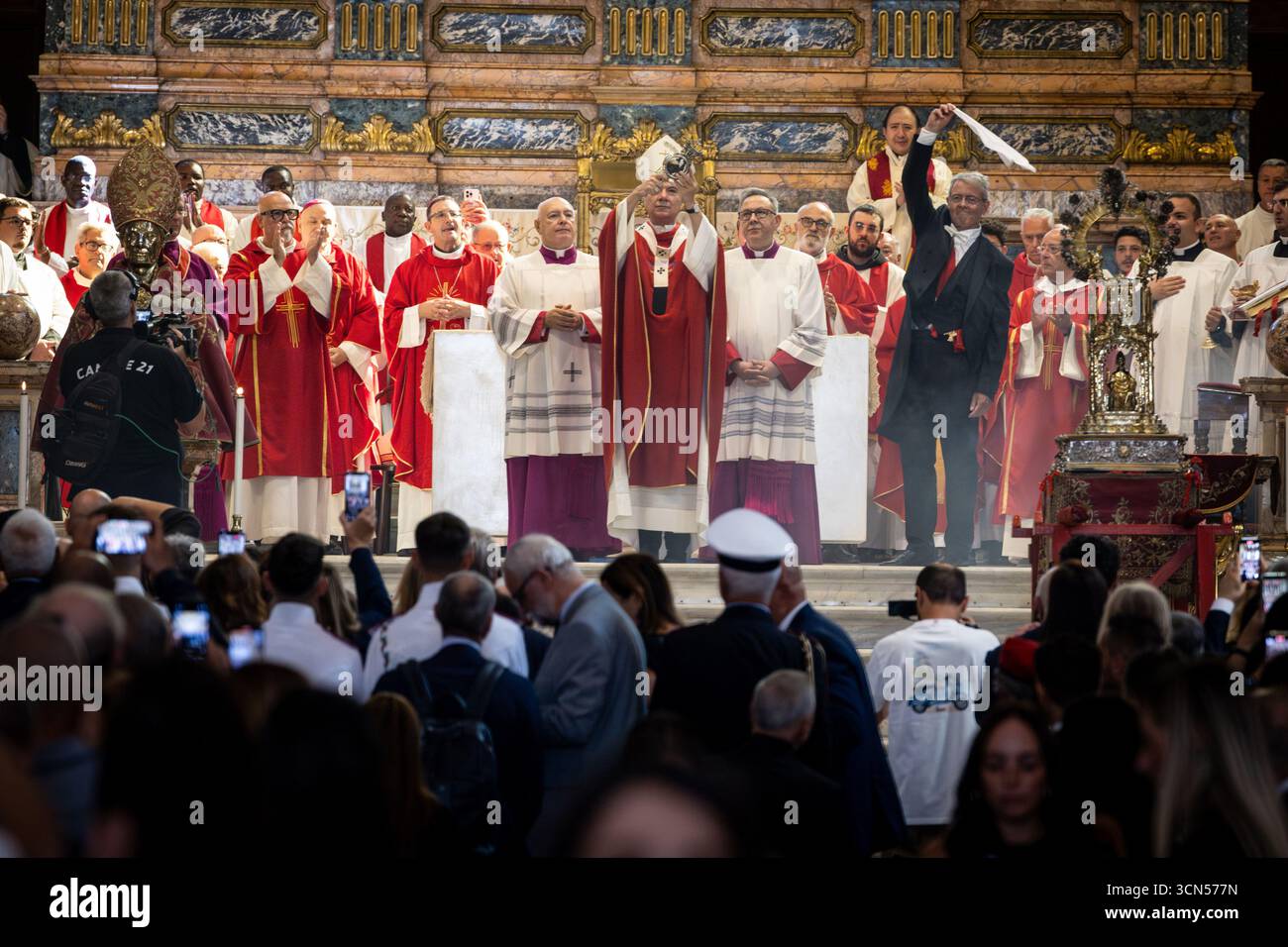 Naples, September 19, 2025, Miracle of San Gennaro: Cathedral: In the photo, Cardinal Monsignor ...