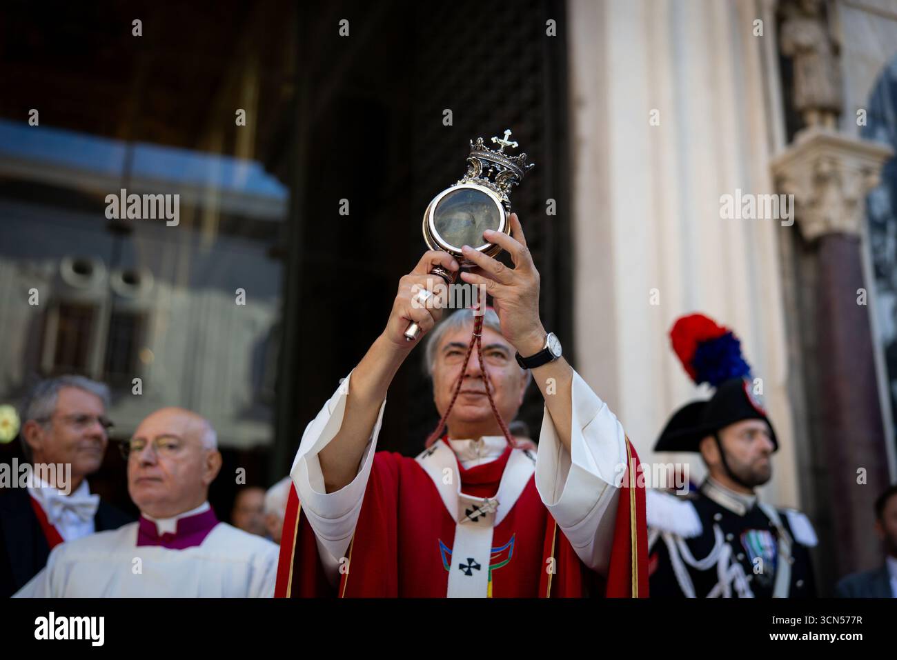 Naples, September 19, 2025, Miracle of San Gennaro: Cathedral: In the photo, Cardinal Monsignor ...