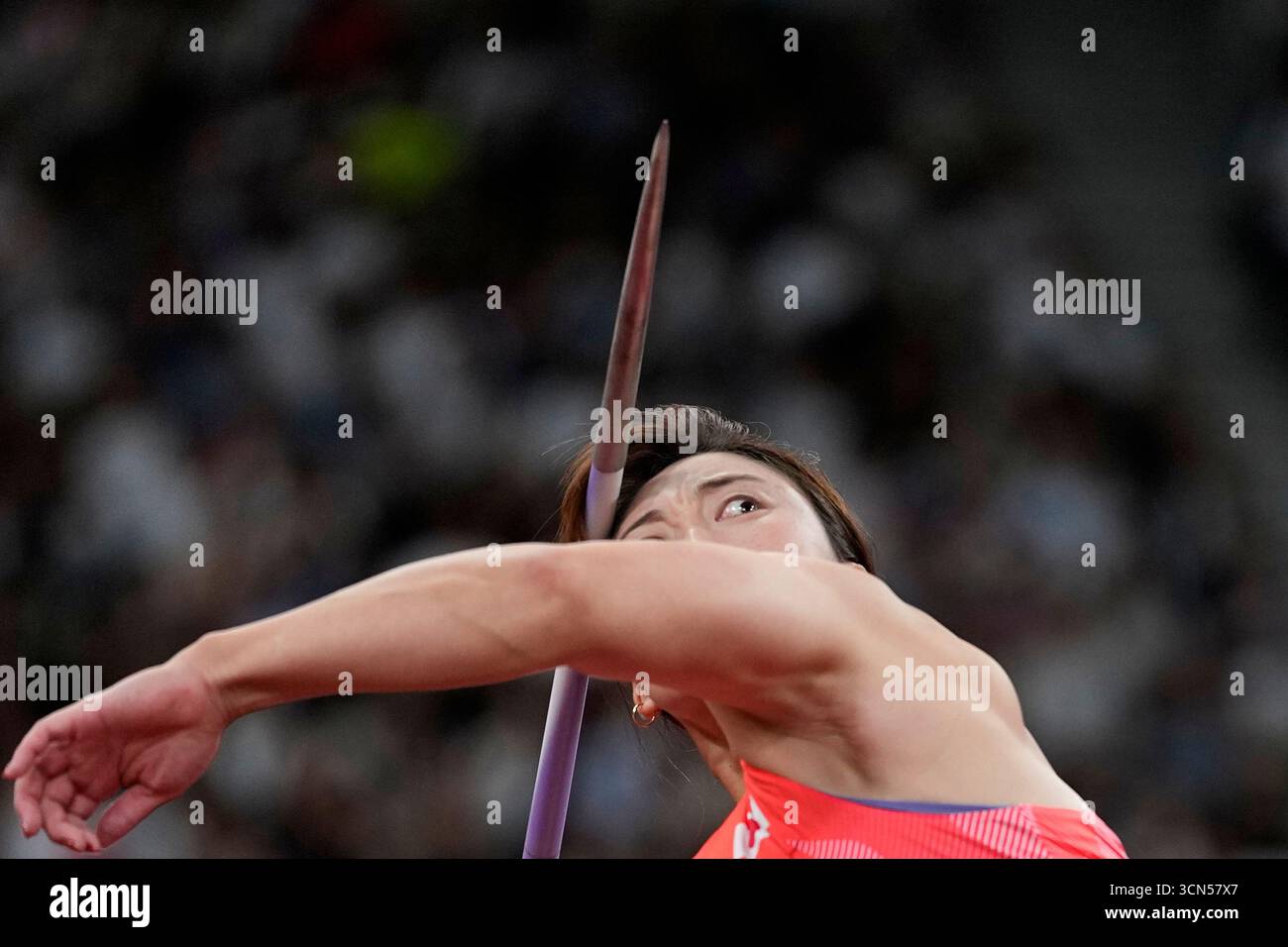 Japan's Momone Ueda makes an attempt in the women's javelin throw ...