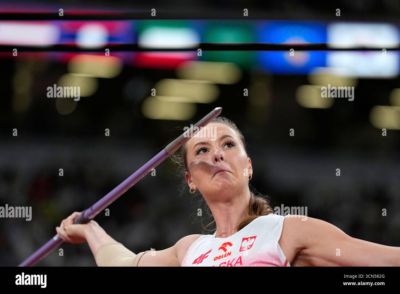 Poland's Malgorzata Maslak-Glugla makes an attempt in the women's javelin throw qualification at ...