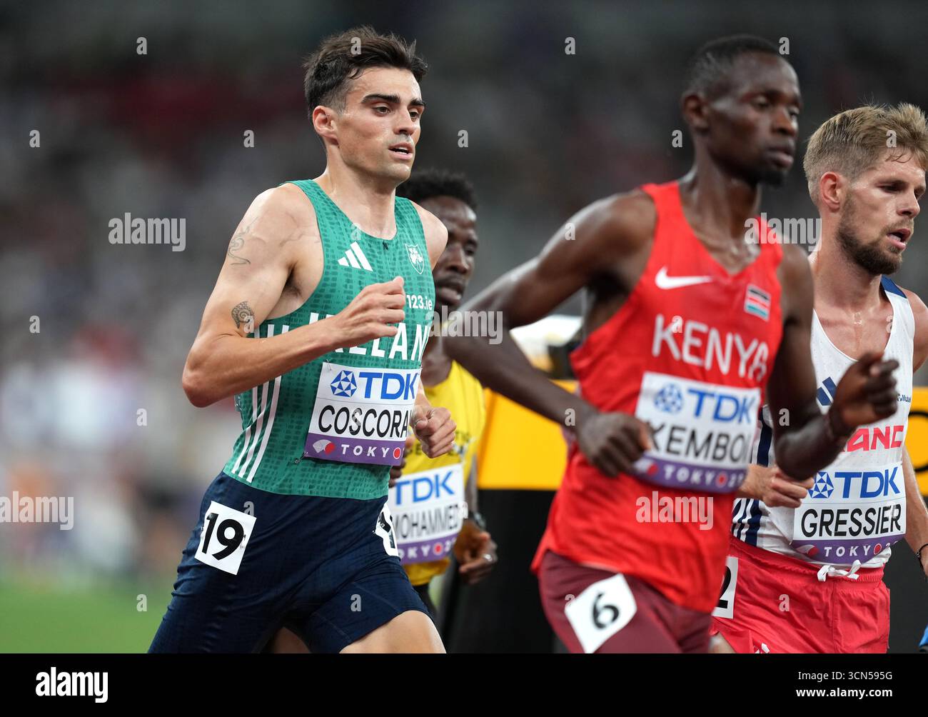 Ireland's Andrew Coscoran (left) in the Men's 5000 Metres heat 2 on day ...