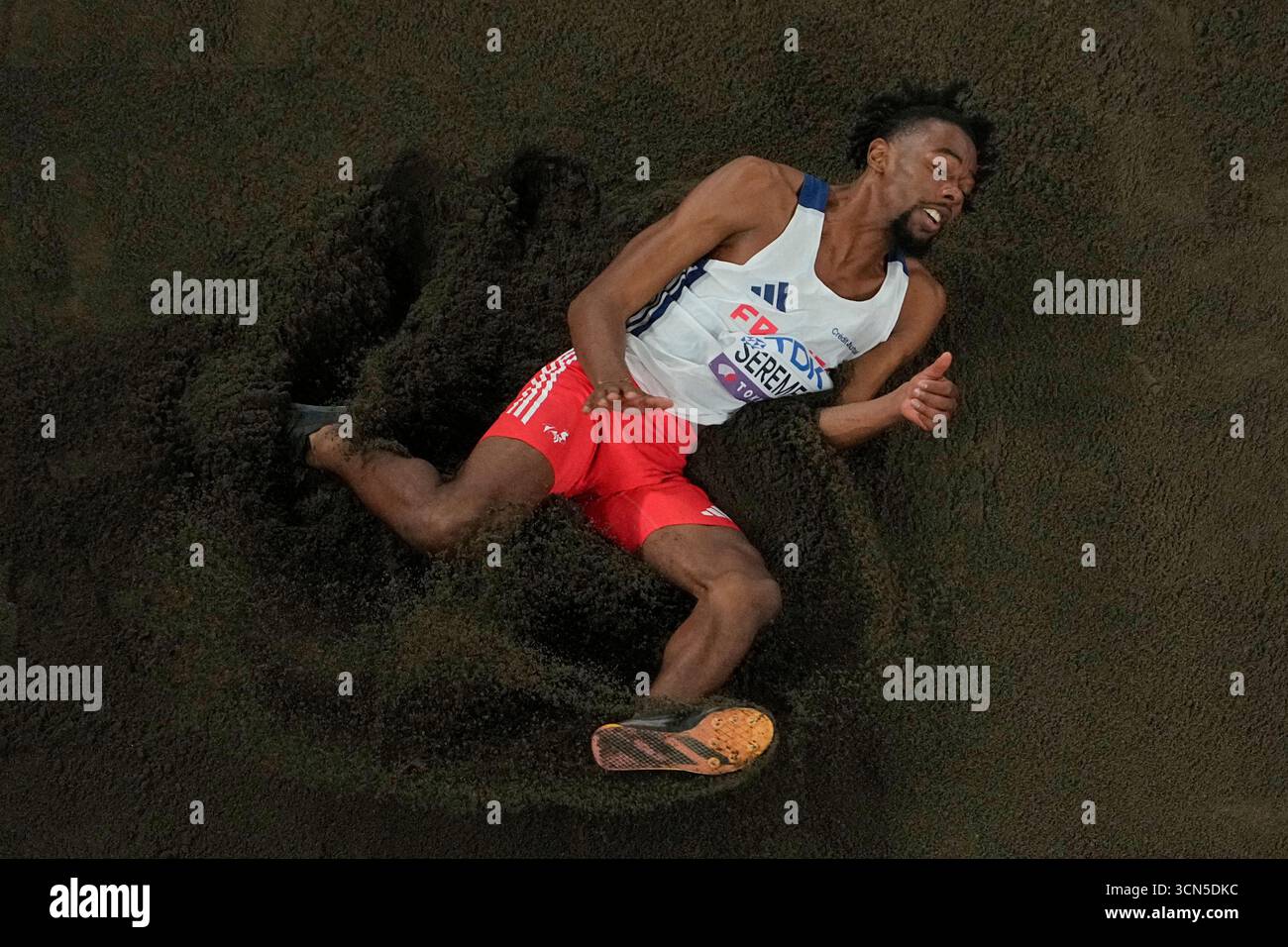 France's Jonathan Seremes compete in the men's triple jump final at the ...